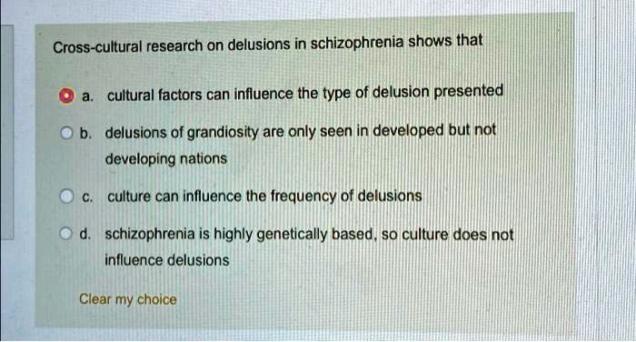 [GET ANSWER] Cross-cultural research on delusions in schizophrenia ...
