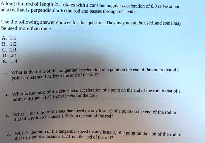 long thin rod of length 2l rotates with constant angular acceleration ...