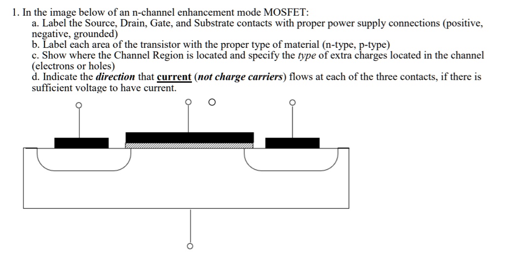 SOLVED: 1.In the image below of an n-channel enhancement mode MOSFET: a ...