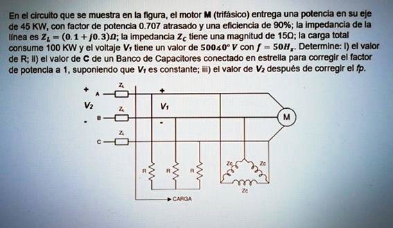 SOLVED: In the circuit shown in the figure, the three-phase motor (M ...
