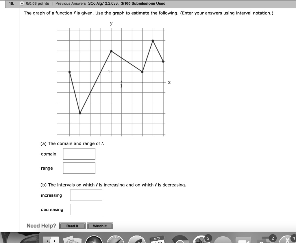 SOLVED: 19. 0/0.08 polnts Previous Answers SColAlg7 2.3.033. 3/100 ...