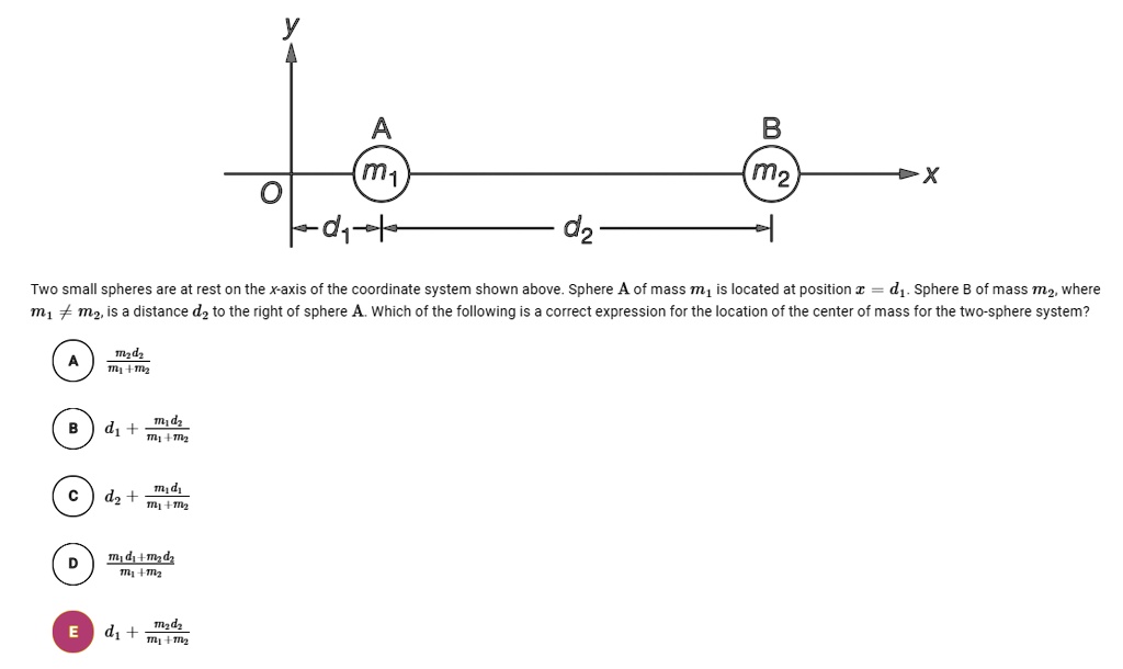 m1 zu x d1 d2 two small spheres are at rest on the x axis of the coordinate system shown above ...
