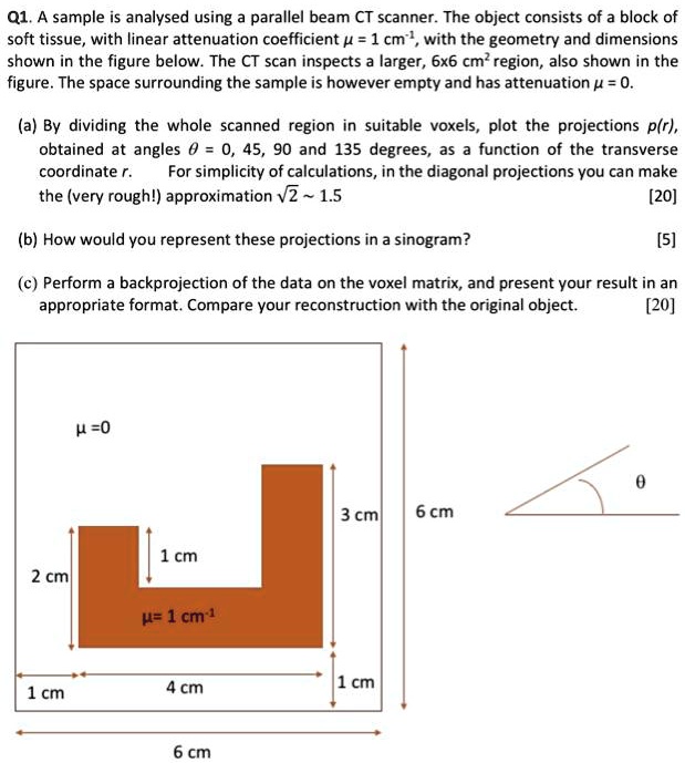q1 a sample is analysed using parallel beam ct scanner the object ...
