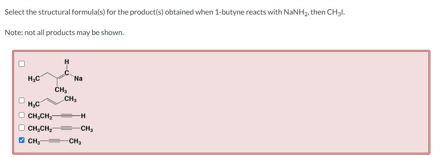 Select the structural formula(s) for the product(s) obtained when 1 ...