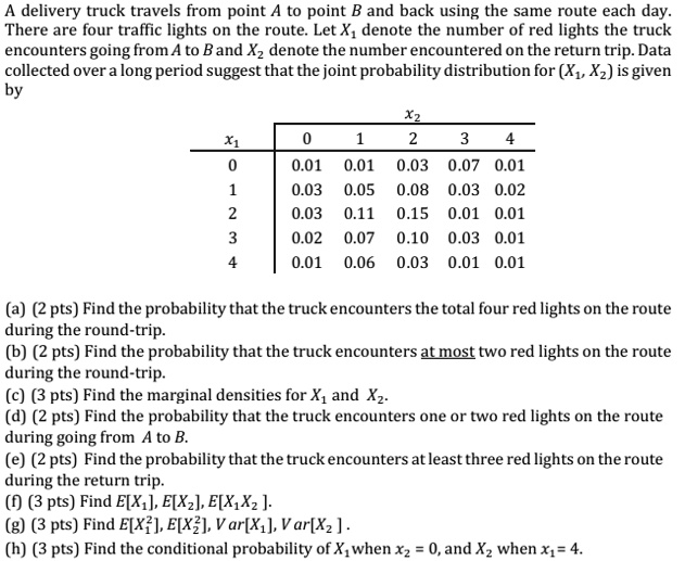 SOLVED: A delivery truck travels from point A to point B and back using ...