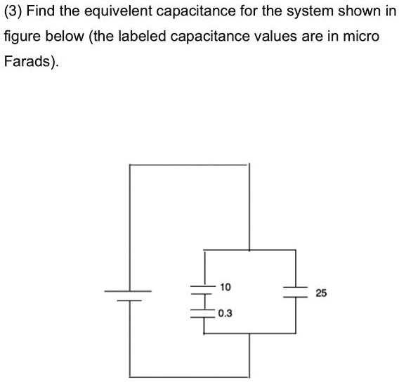 SOLVED: Find the equivalent capacitance for the system shown in the ...