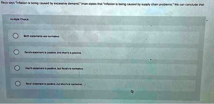 Reza says "inflation is being caused by excessive demand." Iman states ...