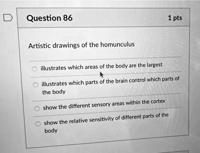 Solved Artistic Drawings Of The Homunculus Illustrate Which Areas Of