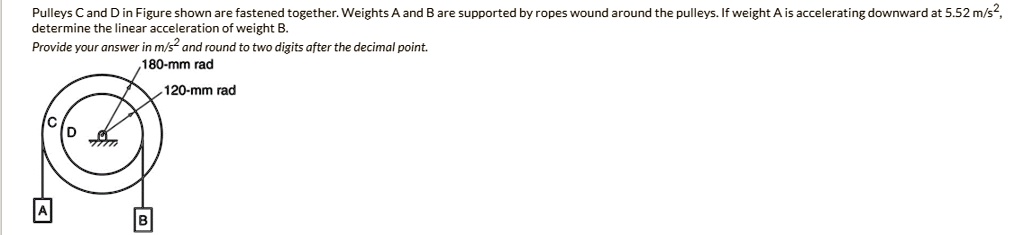 pulleys c and d in figure shown are fastened together weights a and b ...