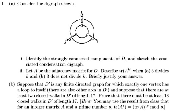 SOLVED: (a) Consider the digraph shown Idlentily the strongly-connected ...
