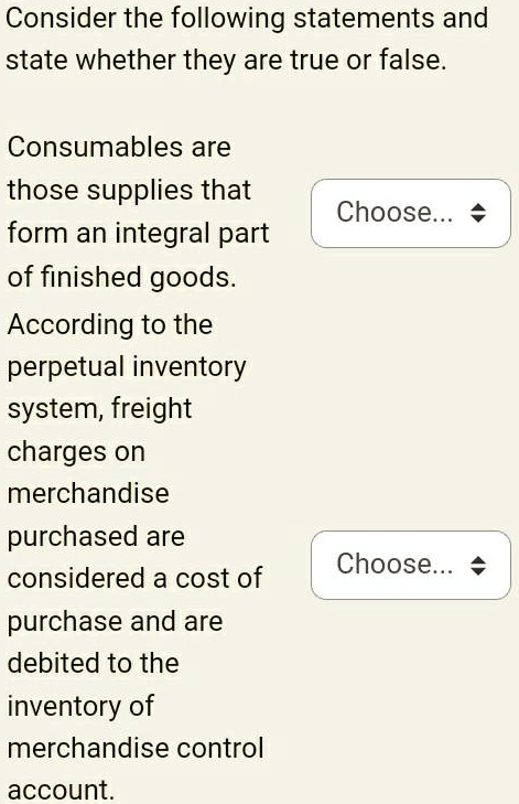 SOLVED: Consider the following statements and state whether they are ...