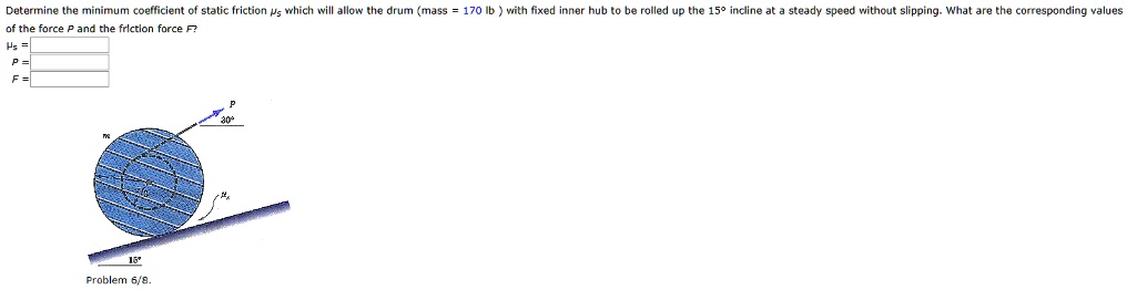 SOLVED: Determine the minimum coefficient of static friction s which will allow the drum (mass ...
