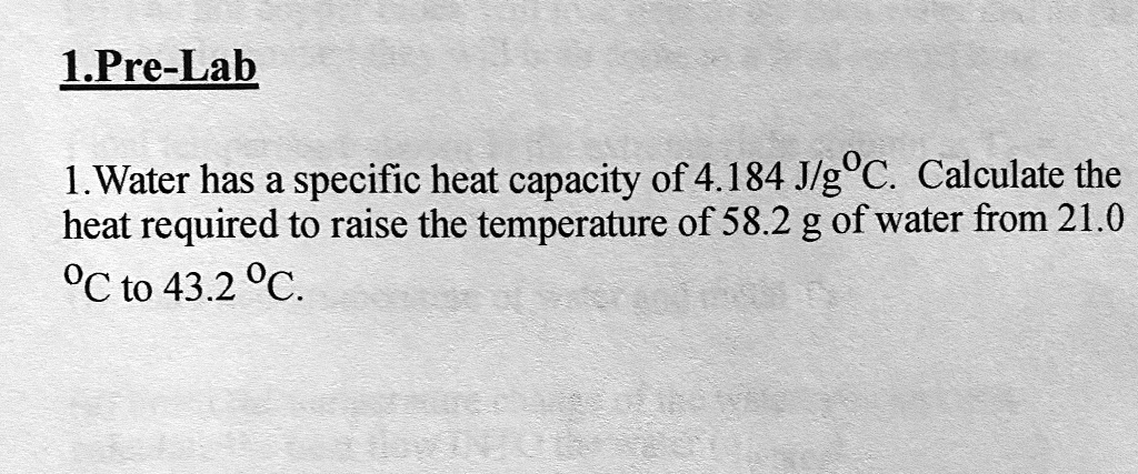 Heat Capacity Of Water Is 18 Cal Degree