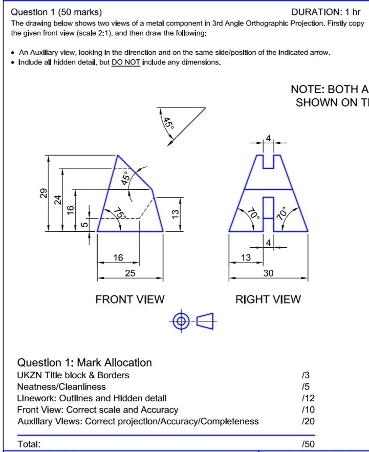 SOLVED: STRICTLY USING AUTOCAD Question 1: 50 marks DURATION: 1 hr The drawing below shows two ...