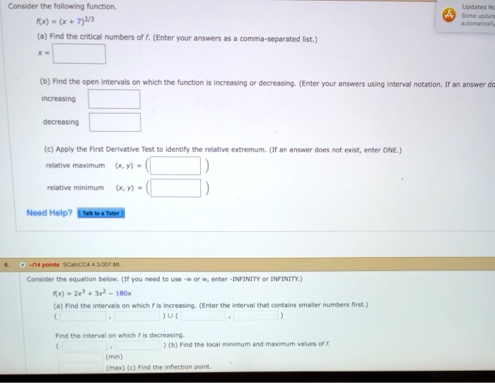 Solved Consider The Following Function F X 7 1 2 A Find The
