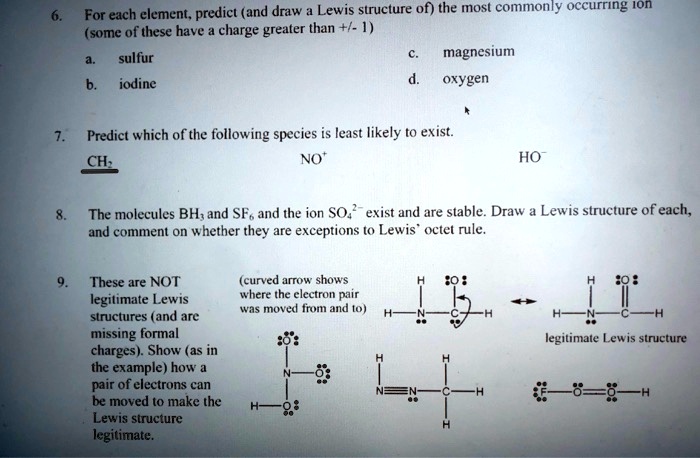 for each element predict and draw lewis structure of the most commonly ...