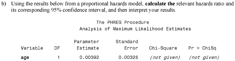 SOLVED: Using the results below from a proportional hazards model ...