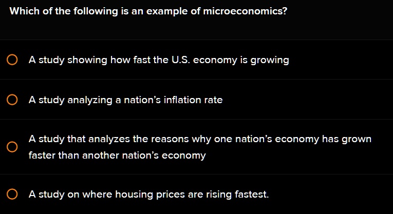 SOLVED: Which of the following is an example of microeconomics? A study ...