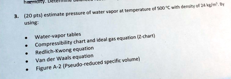 SOLVED: 3.20 pts) estimate pressure of water vapor at temperature of ...