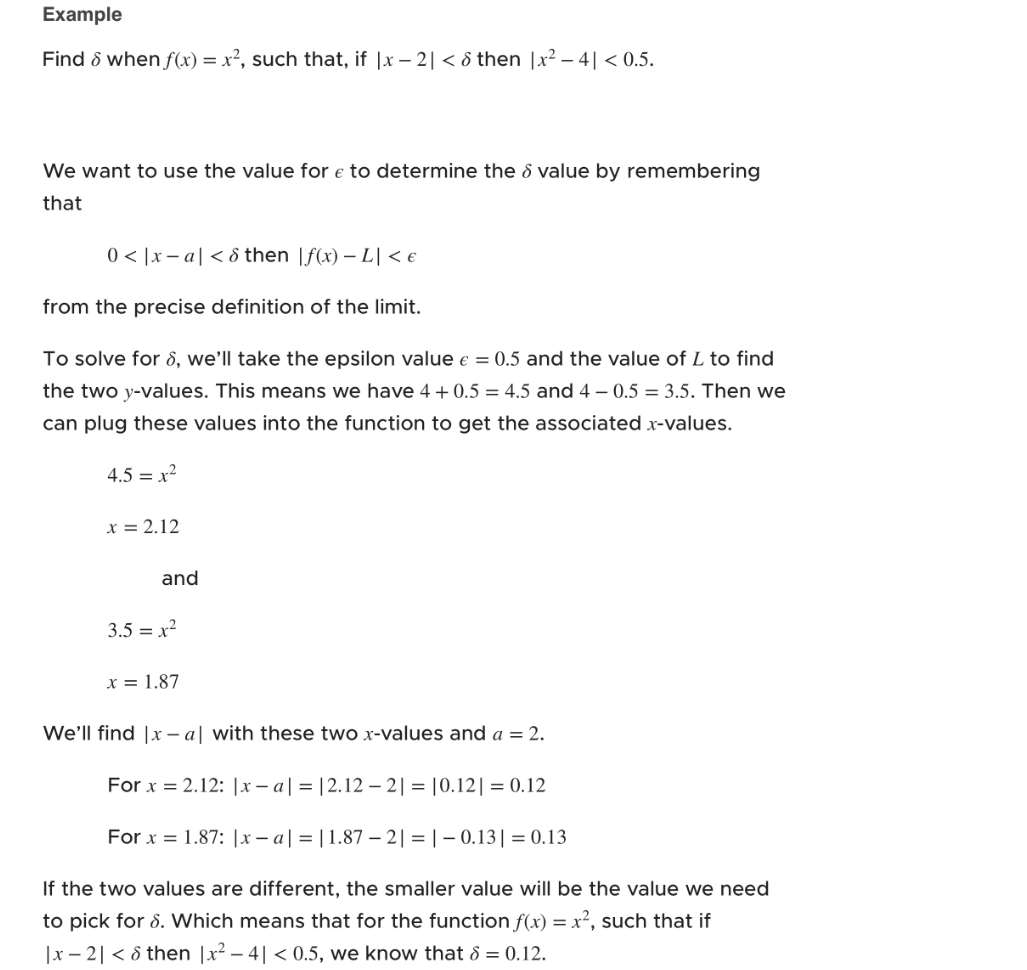 example find delta when fxx2 such that if x 2delta then leftx2 4right05 we want to use the value ...