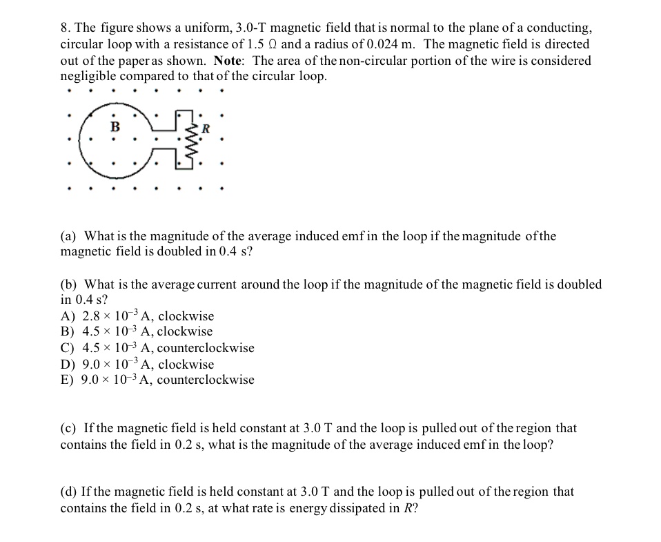 SOLVED: Please help me with at least part C and d The figure shows a uniform, 3.0-T magnetic ...