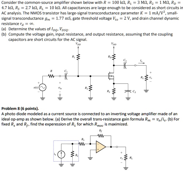 Consider the common-source amplifier shown below with R = 100 ??, R ...