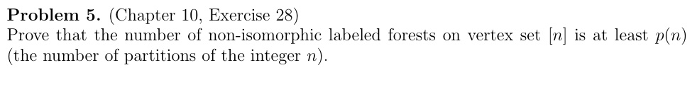SOLVED: Problem 5. (Chapter 10, Exercise 28) Prove that the number of non-isomorphic labeled ...