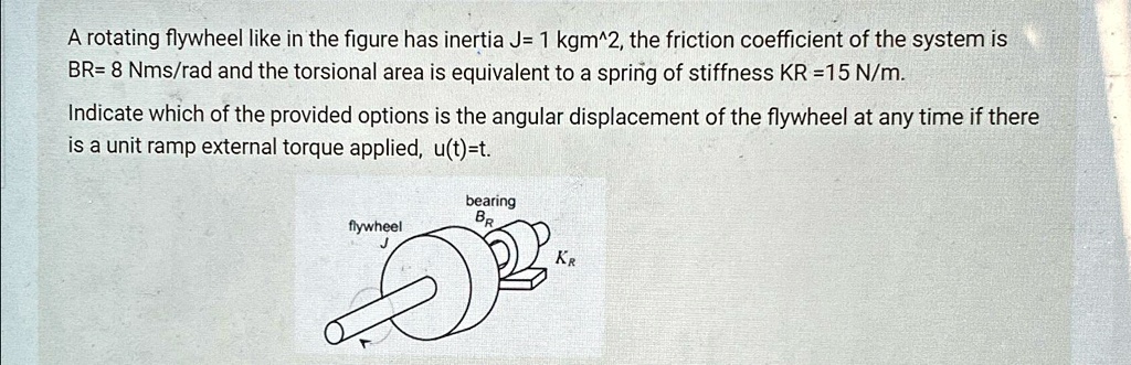 A rotating flywheel like in the figure has inertia J= 1 kgm^2, the ...