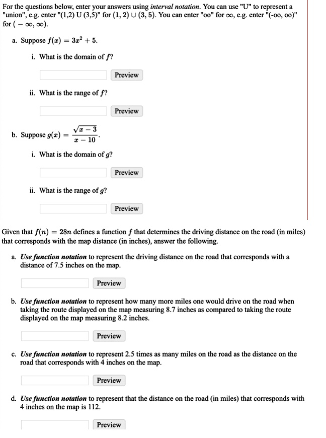 SOLVED: For the questions below; enter your answers using interval ...