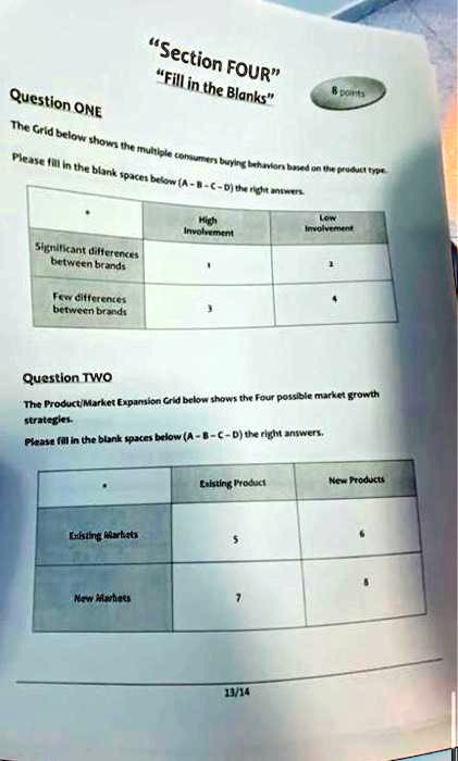 SOLVED: Texts: "Section FOUR" "Fill in the Blanks" Question ONE: The Grid below shows the ...