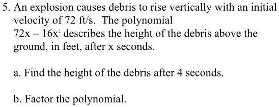 SOLVED: An explosion causes debris to rise vertically with an initial ...