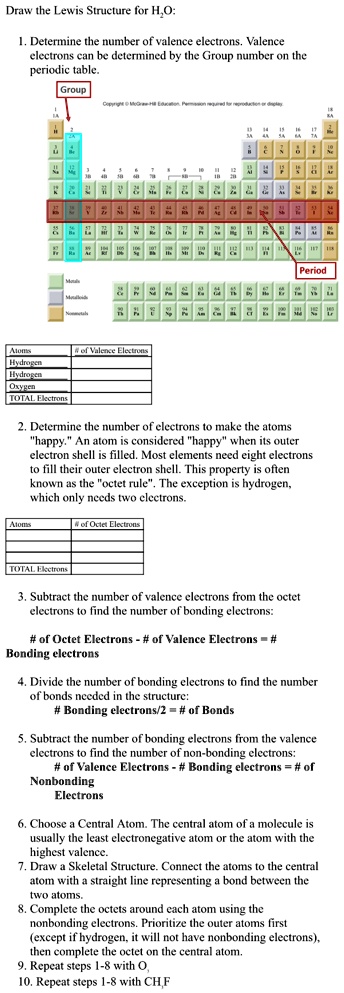 draw the lewis structure for h2o 1 determine the number of valence ...