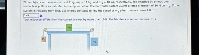 SOLVED: Texts: Three objects with masses M1 equals 6.2 kg, M2 equals 11 kg, and M3 equals 18 kg ...