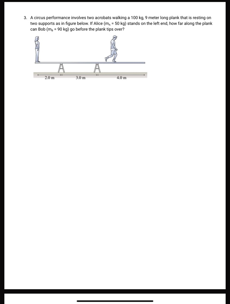 3. A circus performance involves two acrobats walking a 100 kg, 9 meter ...