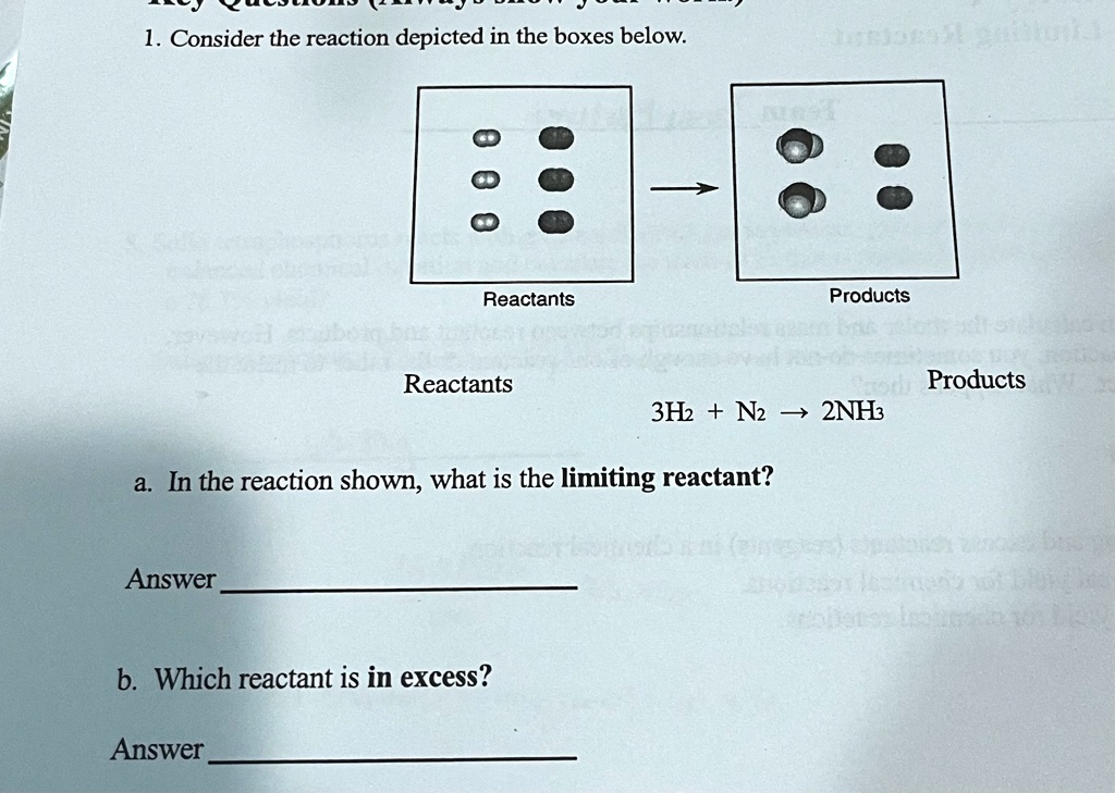 1. Consider the reaction depicted in the boxes below. Reactants Reactants Products Products 3H2 ...