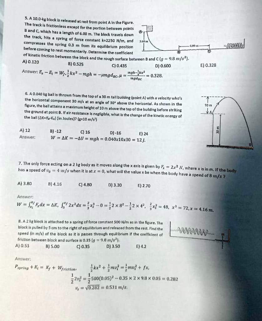 SOLVED: A 10.0-kg block is released at rest from point A in the Figure, The track is ...