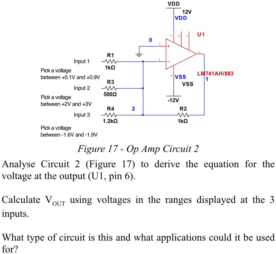 VDD 12V VDD 0 3 + R1 Input 1 2 1?? Pick a voltage between +0.1V and +0.9V 7 5 U1 6 LM741AH/883 ...