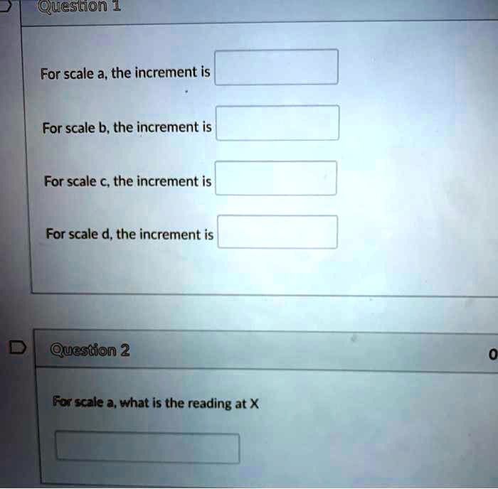 SOLVED: Question 1 For scale a,the increment is For scale b, the ...