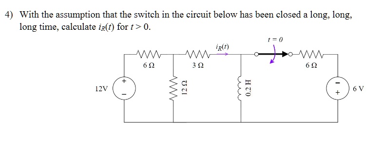 [GET ANSWER] 4) With the assumption that the switch in the circuit below has been closed a long ...