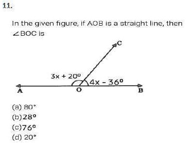 SOLVED: 'in the given figure if angle AOB is a straight line then angle BOC is