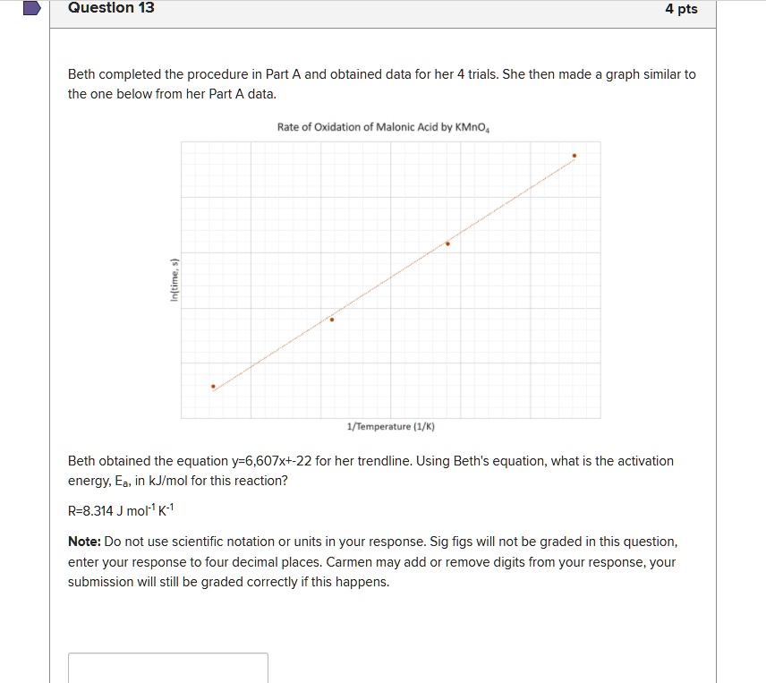 Question 13 4 pts Beth completed the procedure in Part A and obtained ...