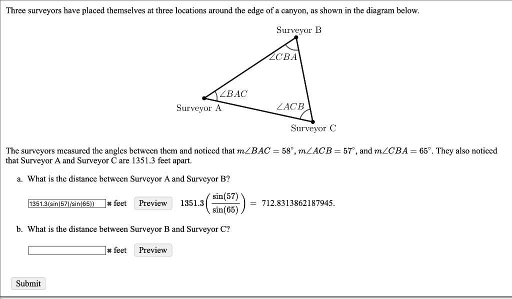 three surveyors have placed themselves at three locations around the ...