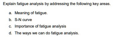 Explain fatigue analysis by addressing the following key areas. a ...