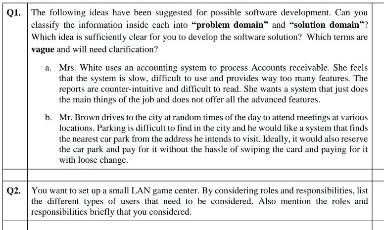 SOLVED: Q1. The following ideas have been suggested for possible ...