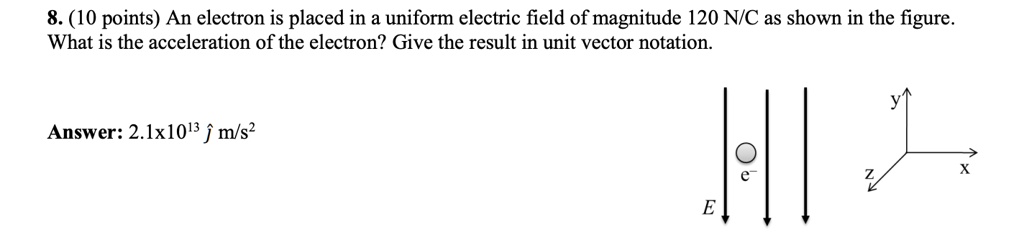 8. (10 points) An electron is placed in a uniform electric field of ...