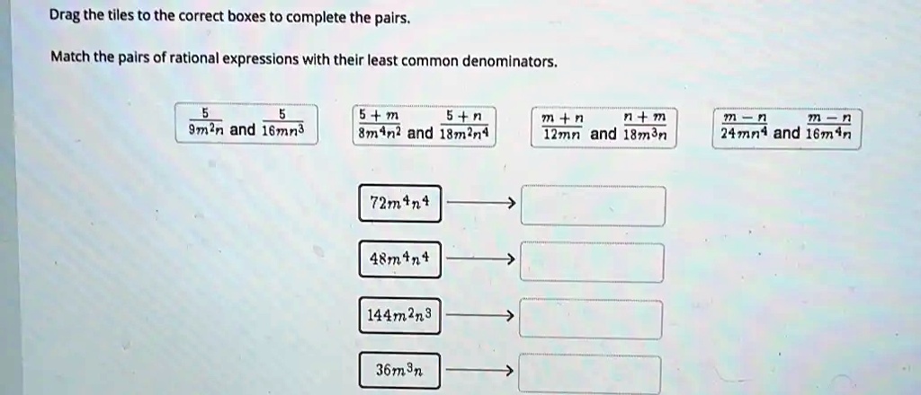 Drag the tiles to the correct boxes to complete the pairs. Match the ...