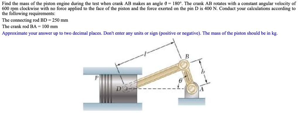 SOLVED: Find the mass of the piston engine during the test when crank ...