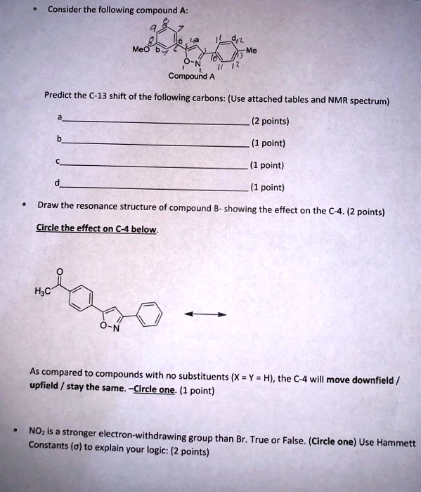 SOLVED: Consider the following compound: MeO Compound Predict the Î´-13 shift of the following ...