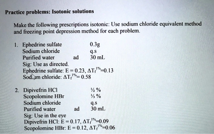 SOLVED: Text: Practice problems: Isotonic solutions. Make the following ...