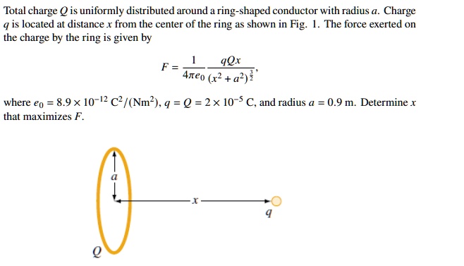 Total charge Q is uniformly distributed around a ring-shaped conductor ...
